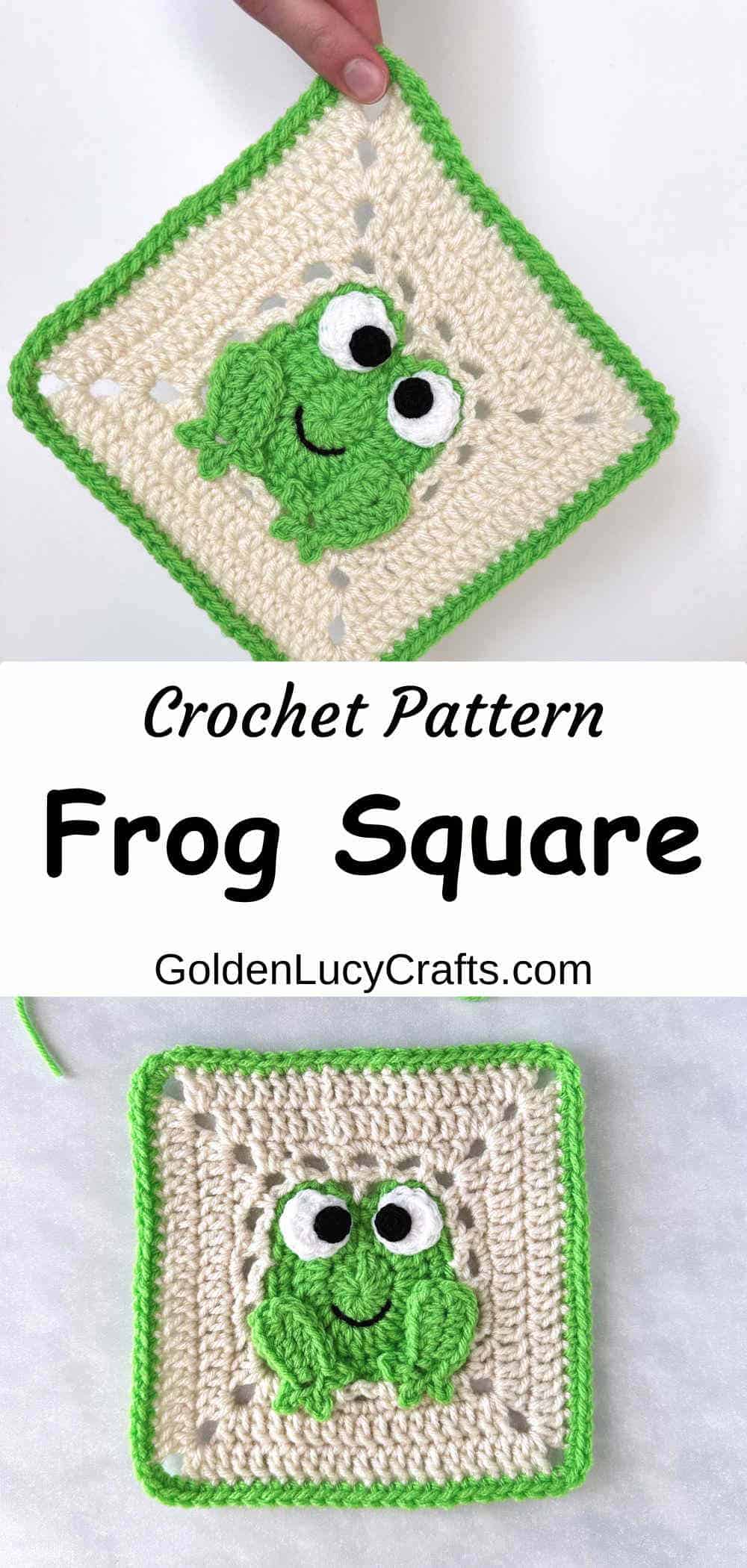 Crochet Frog Square - GoldenLucyCrafts