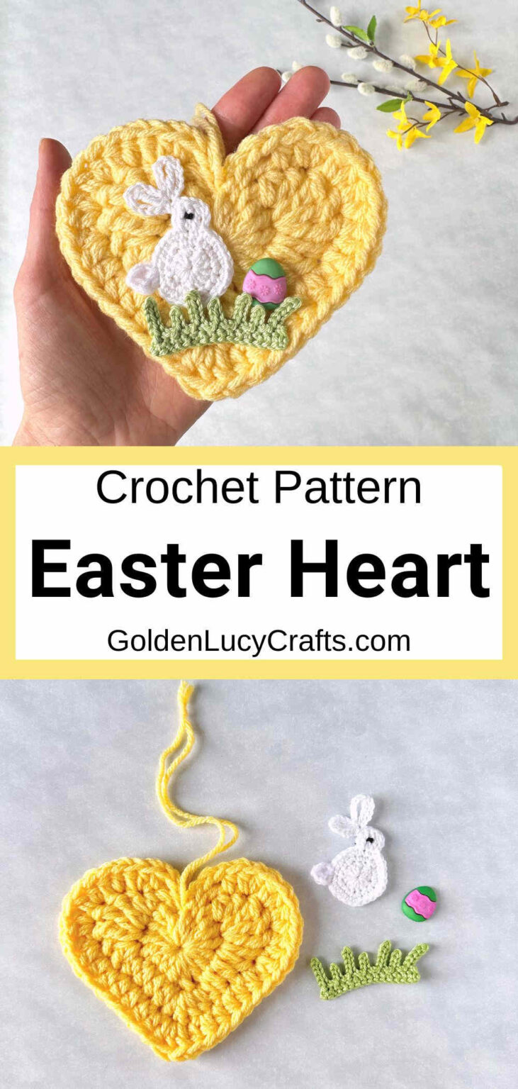 Crochet Easter Heart Ornament - GoldenLucyCrafts