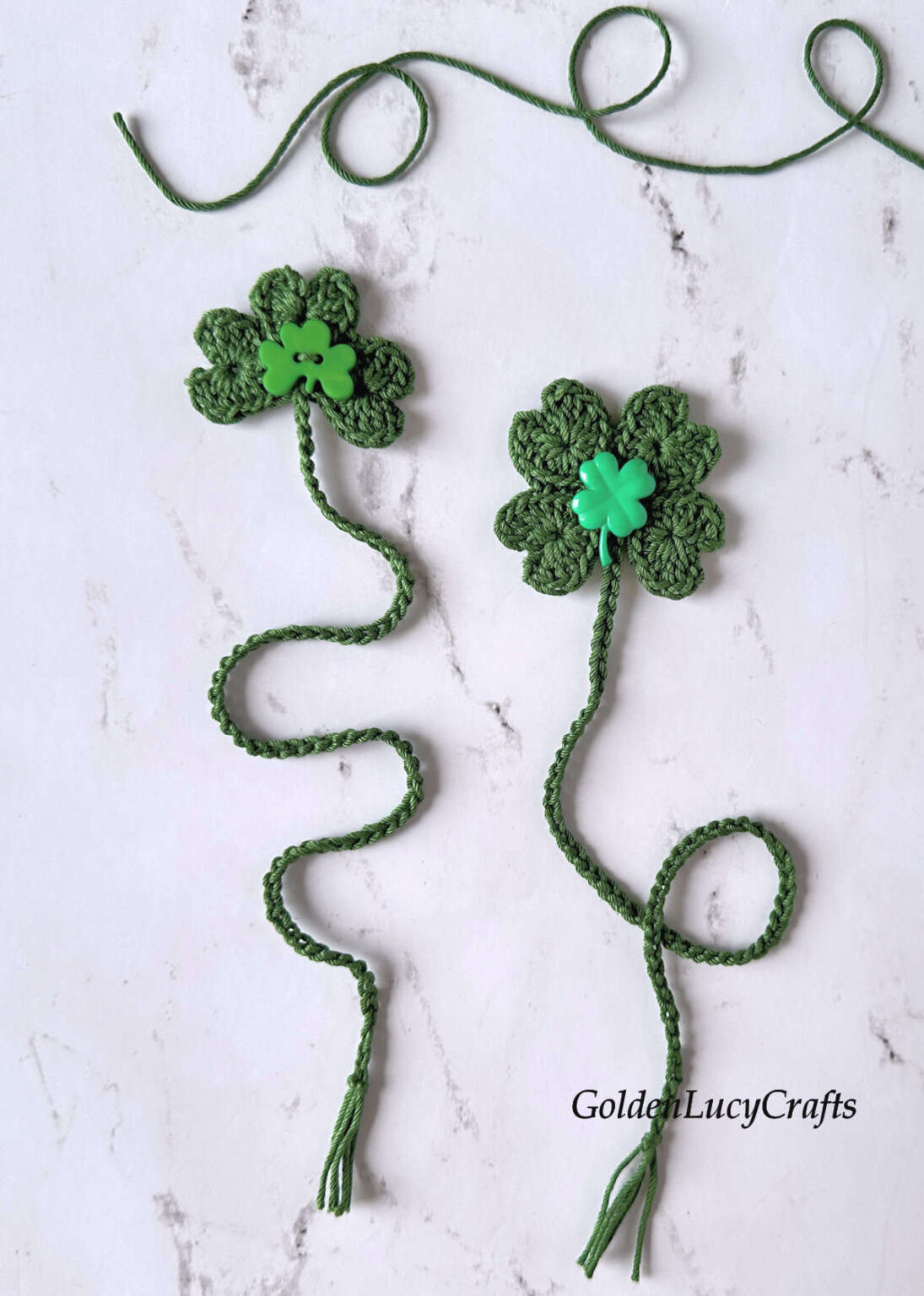 Crochet Shamrock Bookmark, Lucky Clover Bookmark - GoldenLucyCrafts