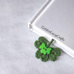 Crochet Shamrock Bookmark, Lucky Clover Bookmark - GoldenLucyCrafts