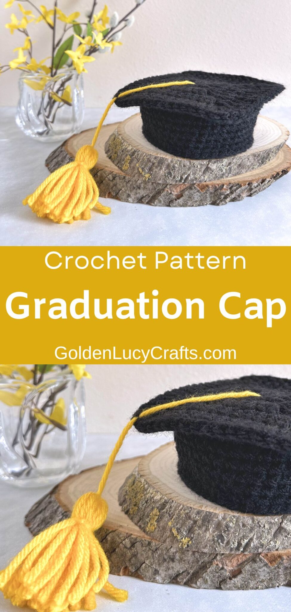 Graduation Cap, Mortarboard Crochet Pattern - GoldenLucyCrafts