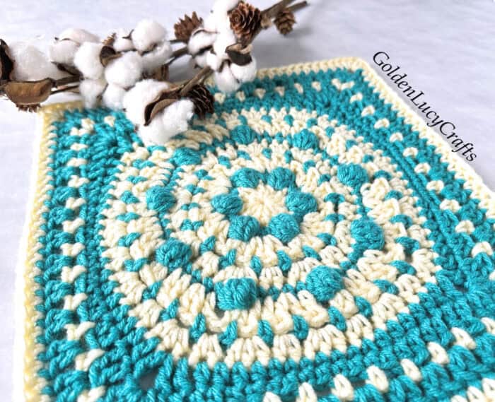 Crochet 12" Square Block Pattern, Atom Square - GoldenLucyCrafts