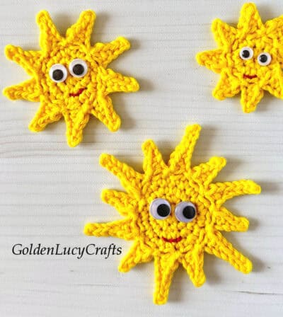 Sun Applique Free Crochet Pattern - GoldenLucyCrafts
