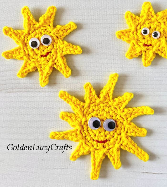 Sun Applique Free Crochet Pattern - GoldenLucyCrafts