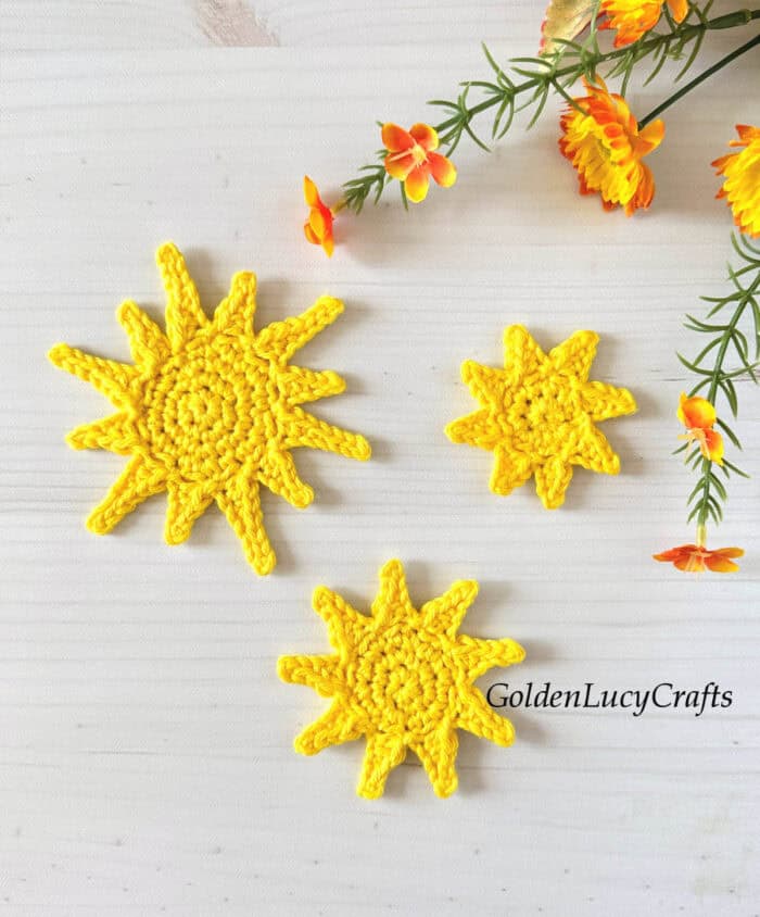 Sun Applique Free Crochet Pattern - GoldenLucyCrafts
