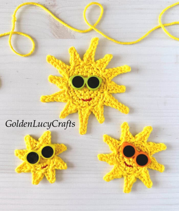 Sun Applique Free Crochet Pattern - GoldenLucyCrafts