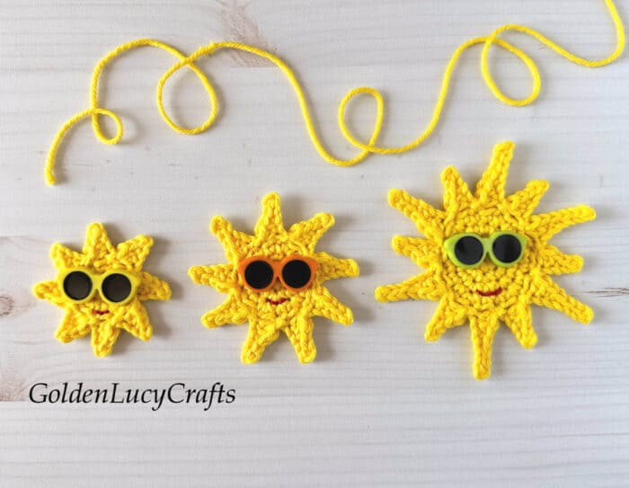 Sun Applique Free Crochet Pattern - GoldenLucyCrafts