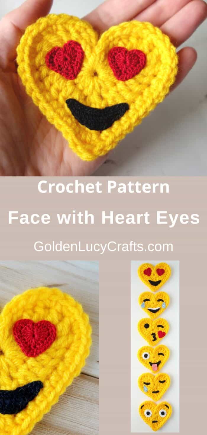 Smiling Face with Heart Eyes Crochet Pattern – GoldenLucyCrafts