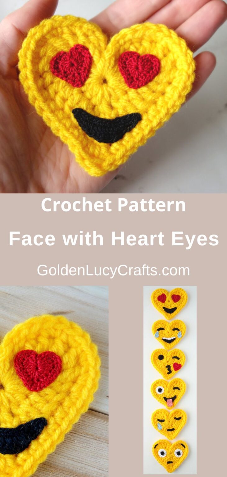 Smiling Face with Heart Eyes Crochet Pattern – GoldenLucyCrafts