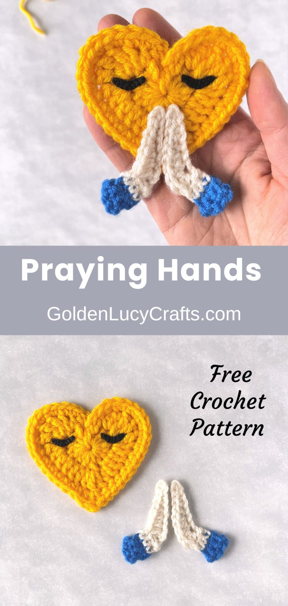 Face With Praying Hands, Crochet Pattern - GoldenLucyCrafts