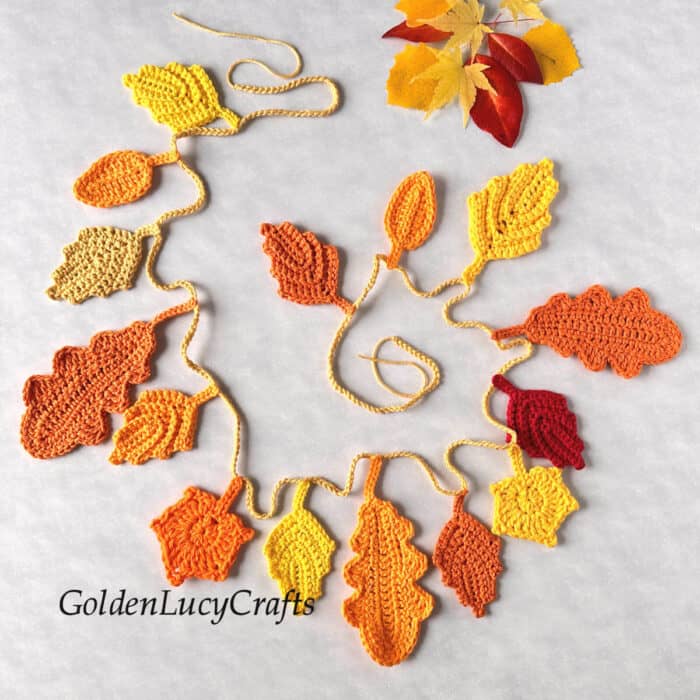 Crochet Fall Leaves Garland - GoldenLucyCrafts