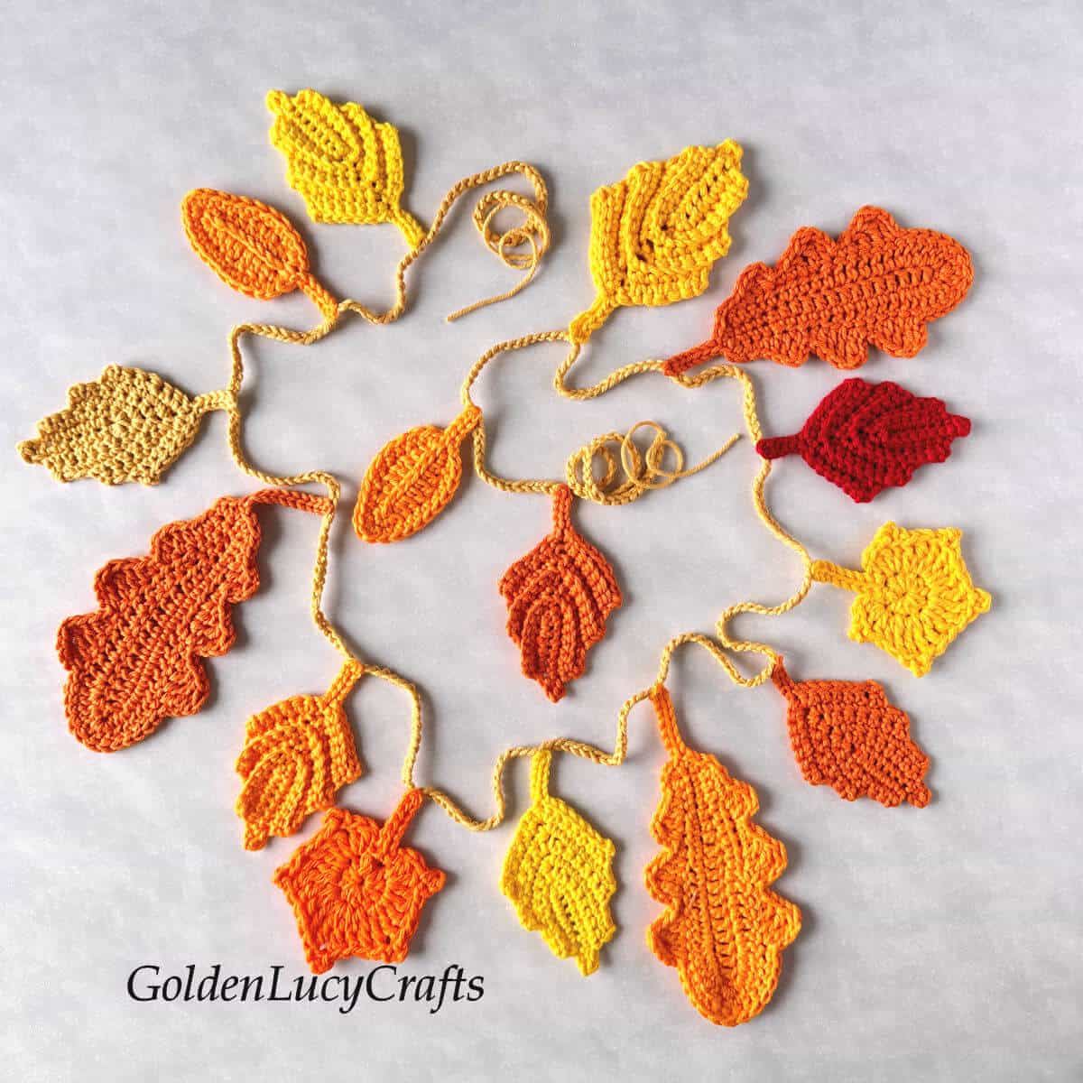 Crochet Fall Leaves Garland - GoldenLucyCrafts