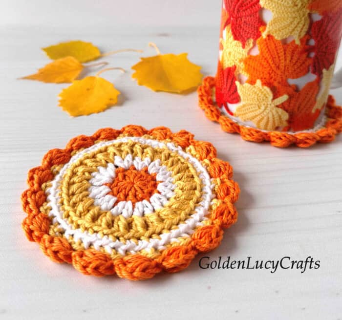 Fall Coaster Crochet Pattern - GoldenLucyCrafts