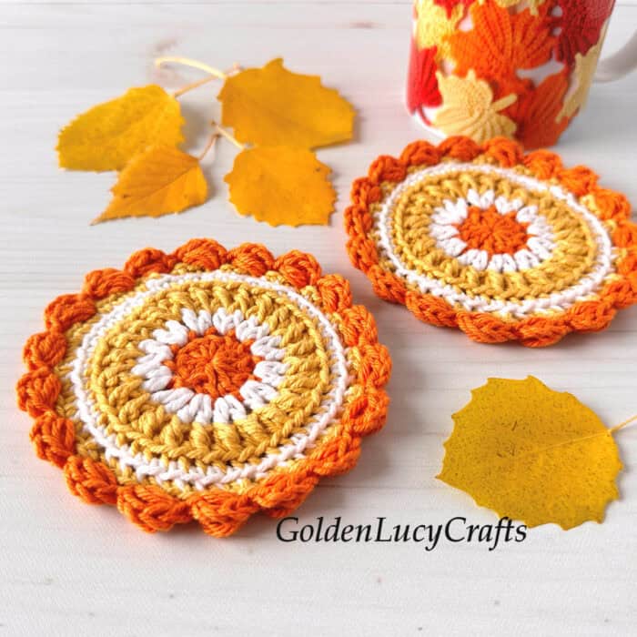 Fall Coaster Crochet Pattern - GoldenLucyCrafts