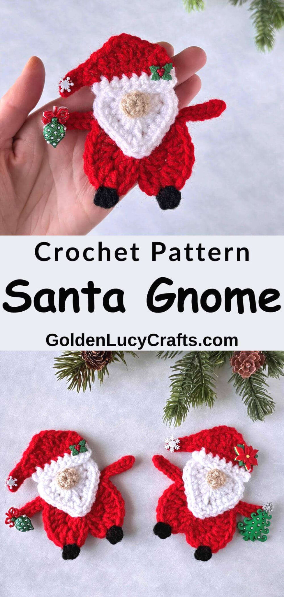 Crochet Santa Gnome - GoldenLucyCrafts