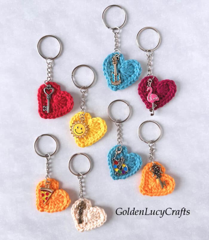 Heart Keychain, Free Crochet Pattern - GoldenLucyCrafts