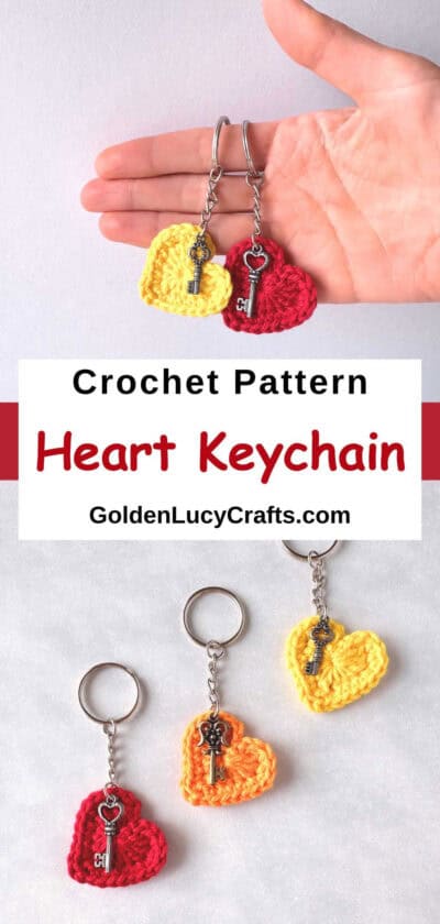Heart Keychain, Free Crochet Pattern - GoldenLucyCrafts