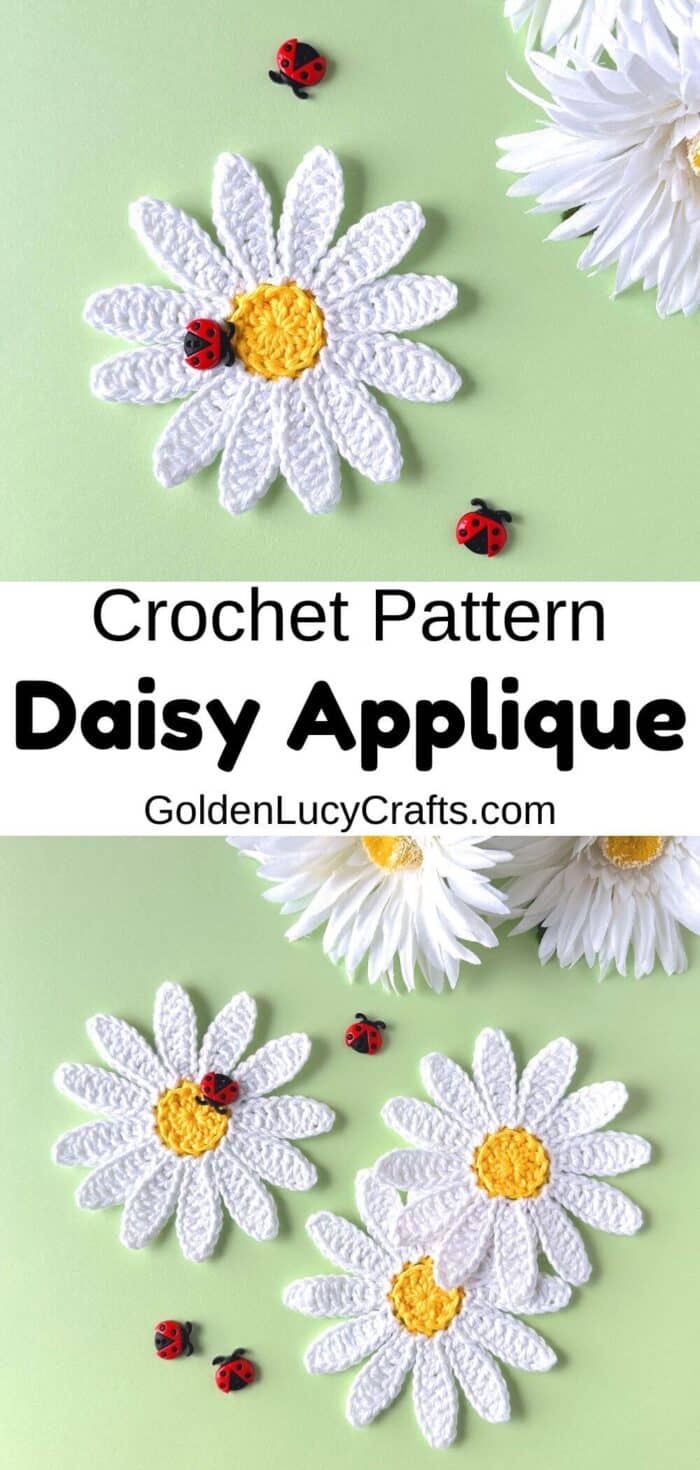Daisy Applique, Free Crochet Pattern - GoldenLucyCrafts
