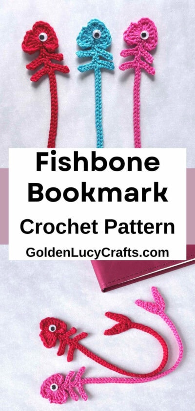 Crochet Fishbone Bookmark - GoldenLucyCrafts