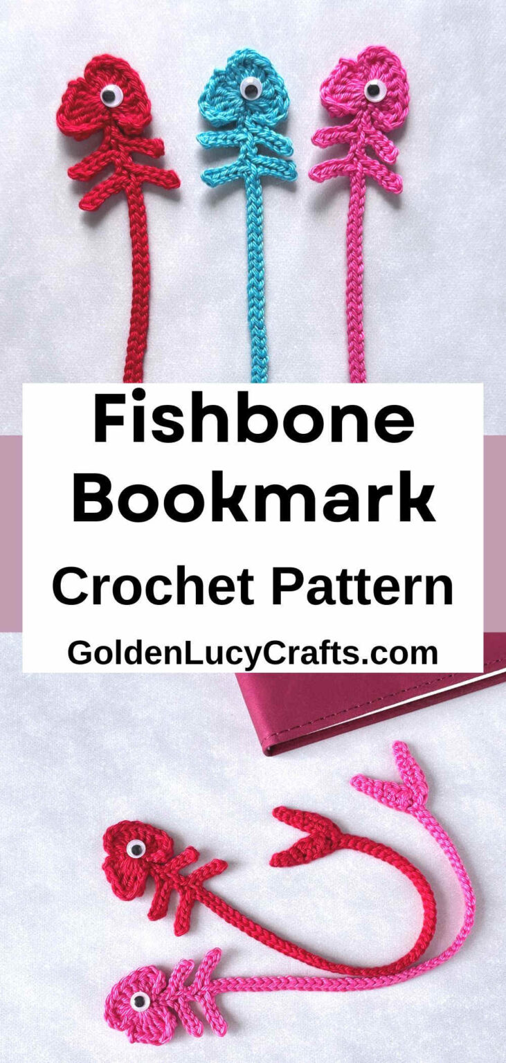 Crochet Fishbone Bookmark - GoldenLucyCrafts