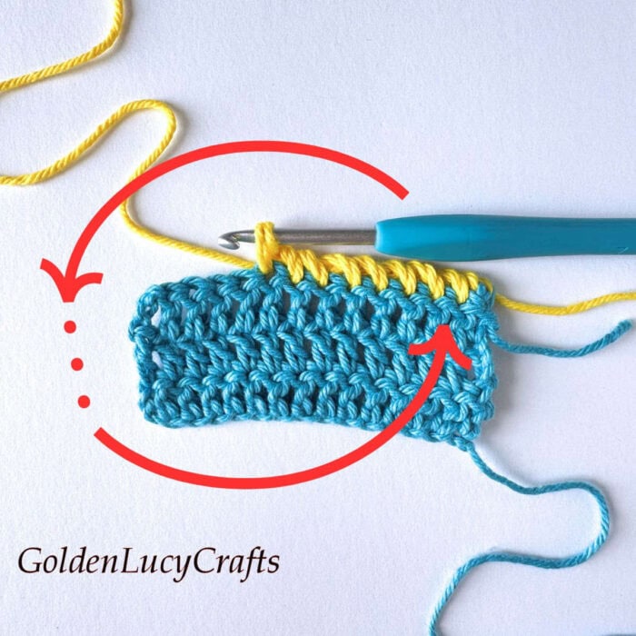 How to Crochet Twisted Single Crochet Stitch - GoldenLucyCrafts