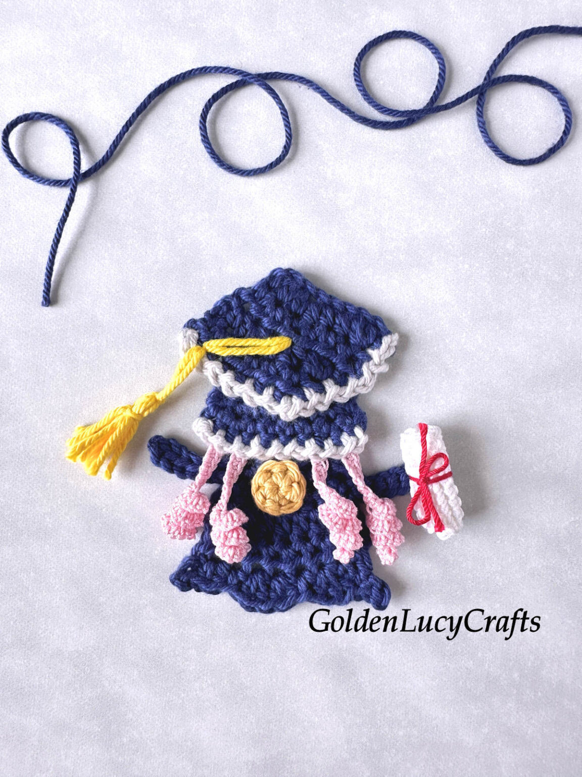 Crochet Graduation Girl Gnome - GoldenLucyCrafts