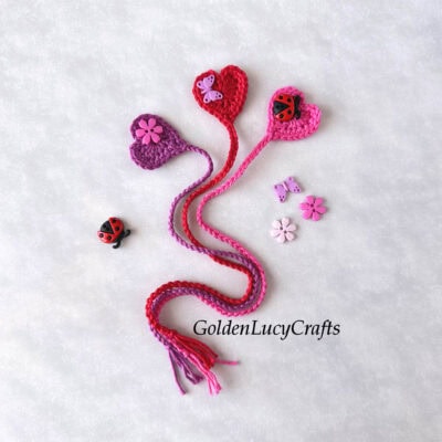 Heart Bookmark, Free Crochet Pattern - GoldenLucyCrafts