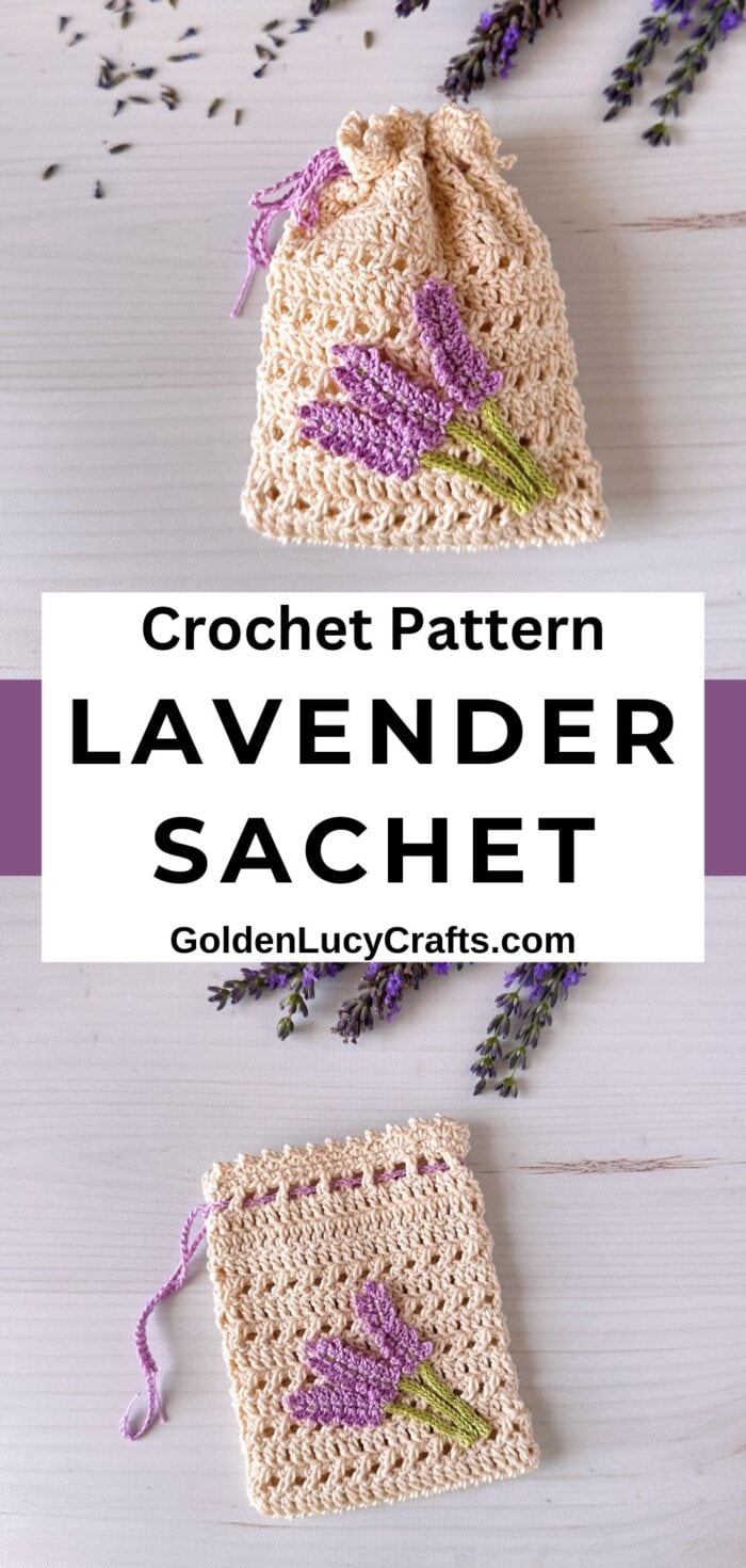 Crochet Lavender Sachet Bag - GoldenLucyCrafts