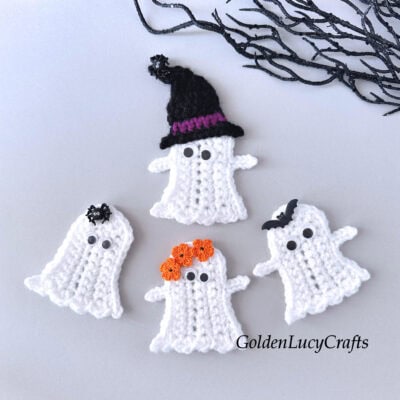 Ghost Applique, Free Crochet Pattern - GoldenLucyCrafts