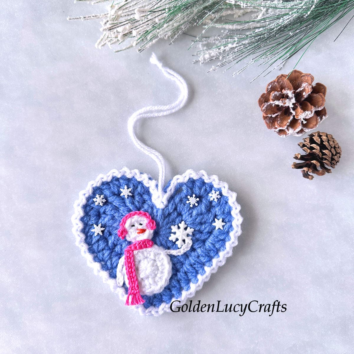 Snowman in Ear Warmers Ornament, Crochet Pattern - GoldenLucyCrafts