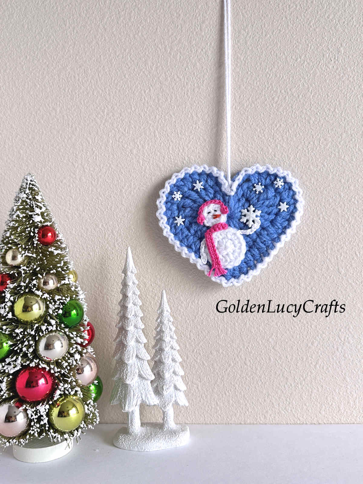 Snowman in Ear Warmers Ornament, Crochet Pattern - GoldenLucyCrafts