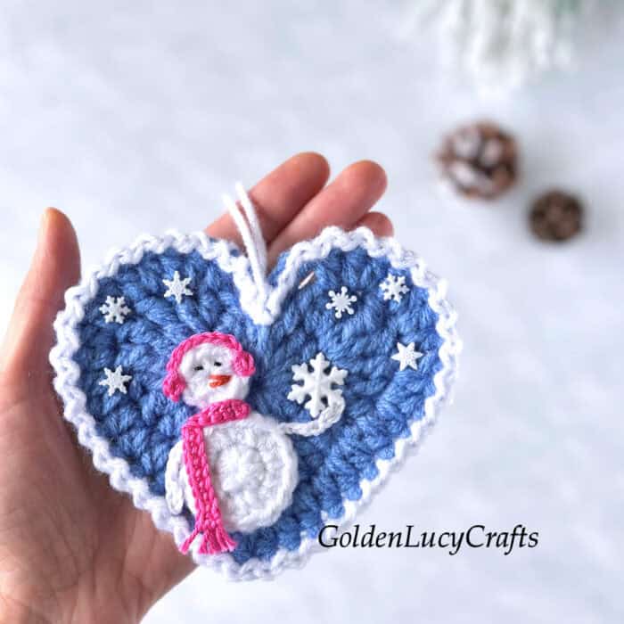 Snowman in Ear Warmers Ornament, Crochet Pattern - GoldenLucyCrafts